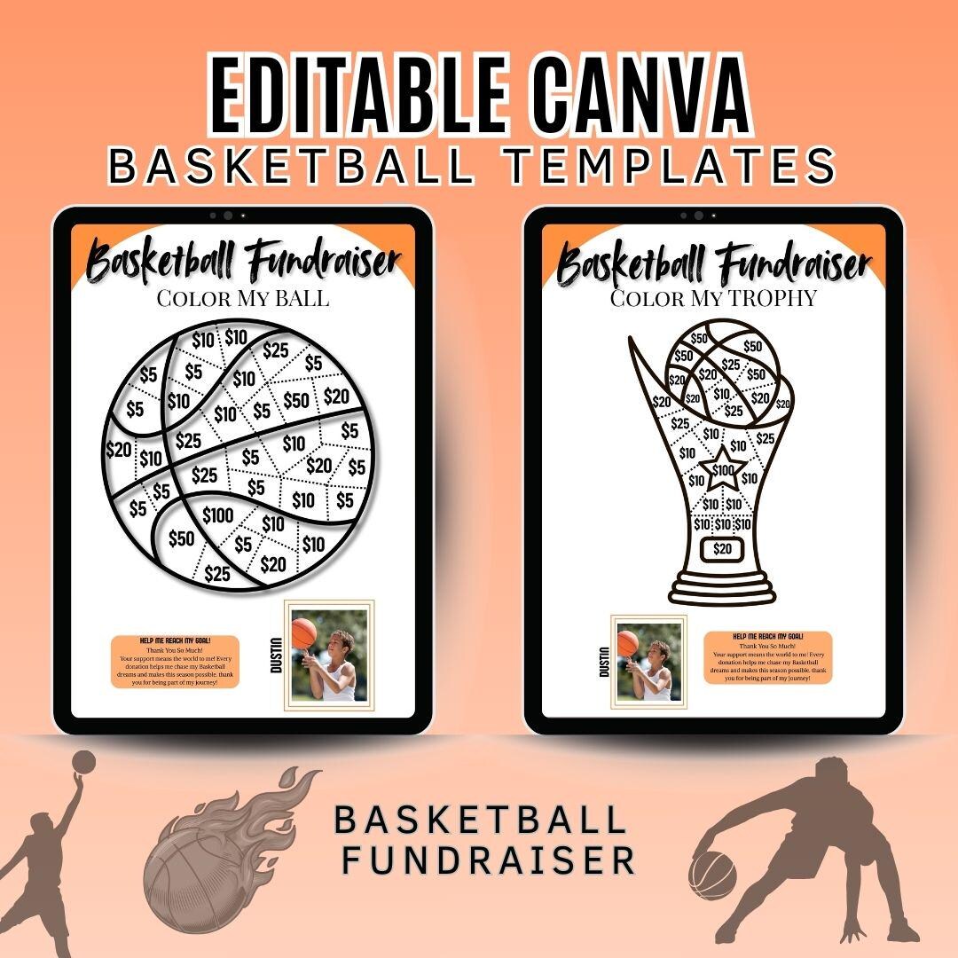 Basketball Fundraiser Template: Editable Team Donation Sheet (digital ...