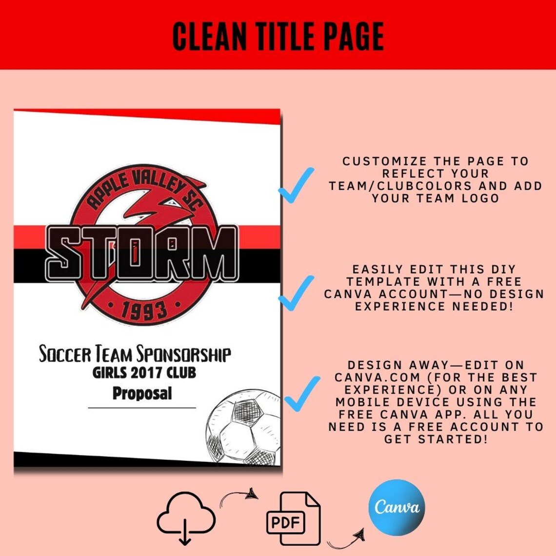 Editable Soccer Sponsorship Packet Template: Canva Design (digital ...