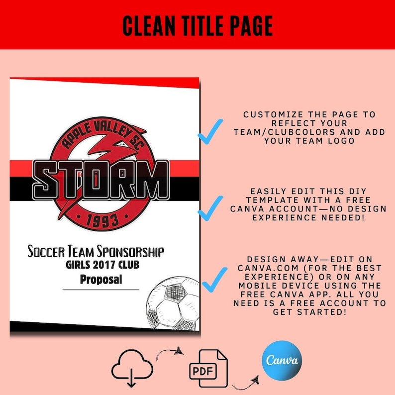 Editable Soccer Sponsorship Packet Template: Canva Design (digital ...