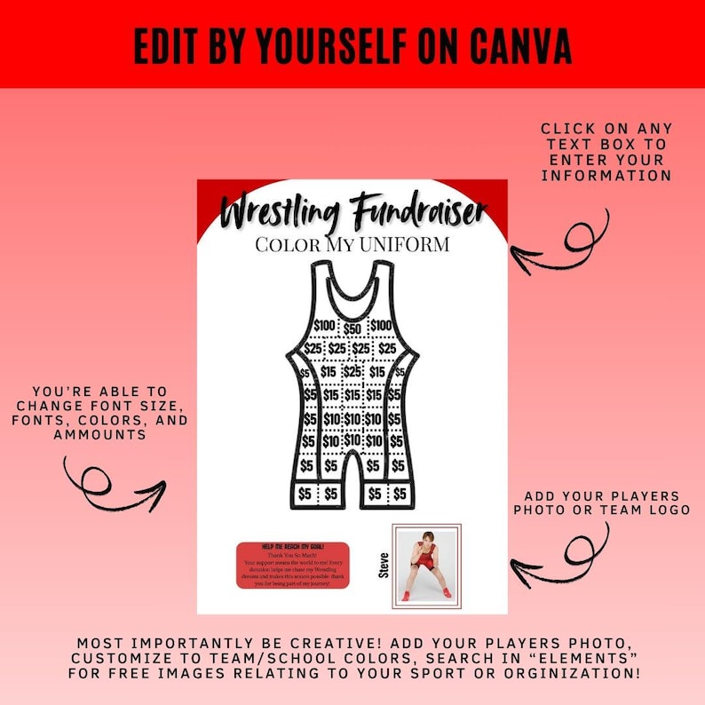 Wrestling Fundraiser Flyer Templates: Fill My Uniform & Shoe (digital ...