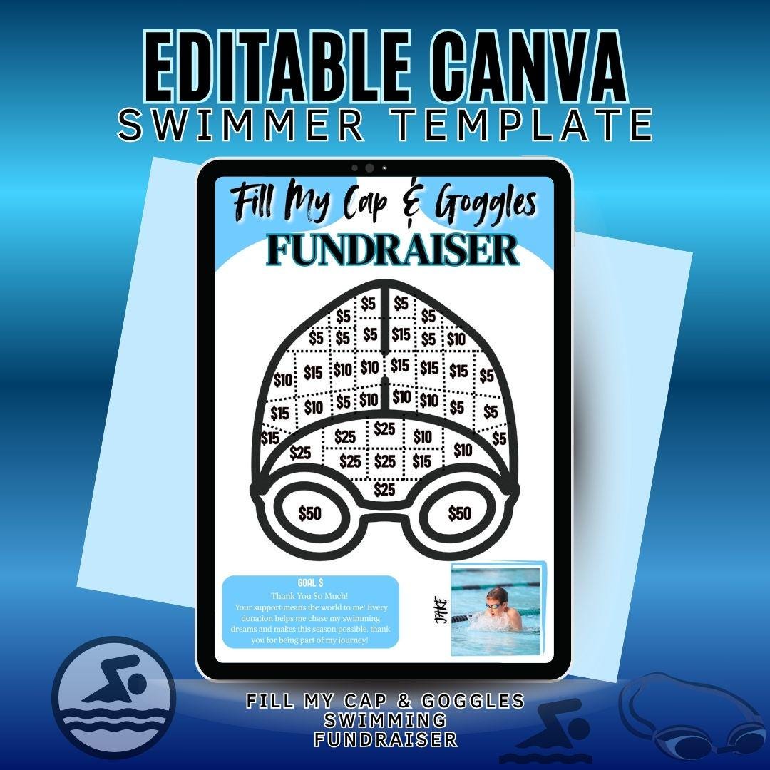 Swim Fundraiser Flyer: Editable Canva Template (digital Download) - Etsy