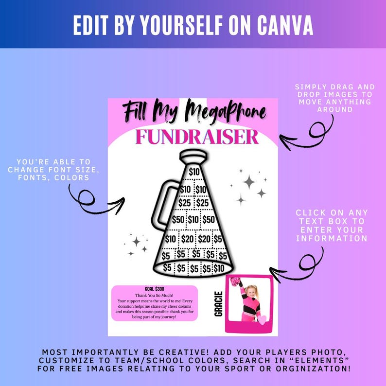 Fill My Megaphone Cheer Fundraiser | Cheerleading Team Fundraiser ...