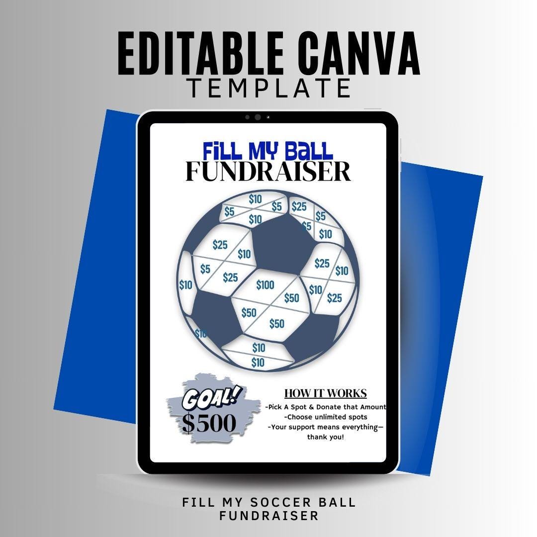 Soccer Fundraiser Template – Fill My Ball Editable Canva Donation Chart ...
