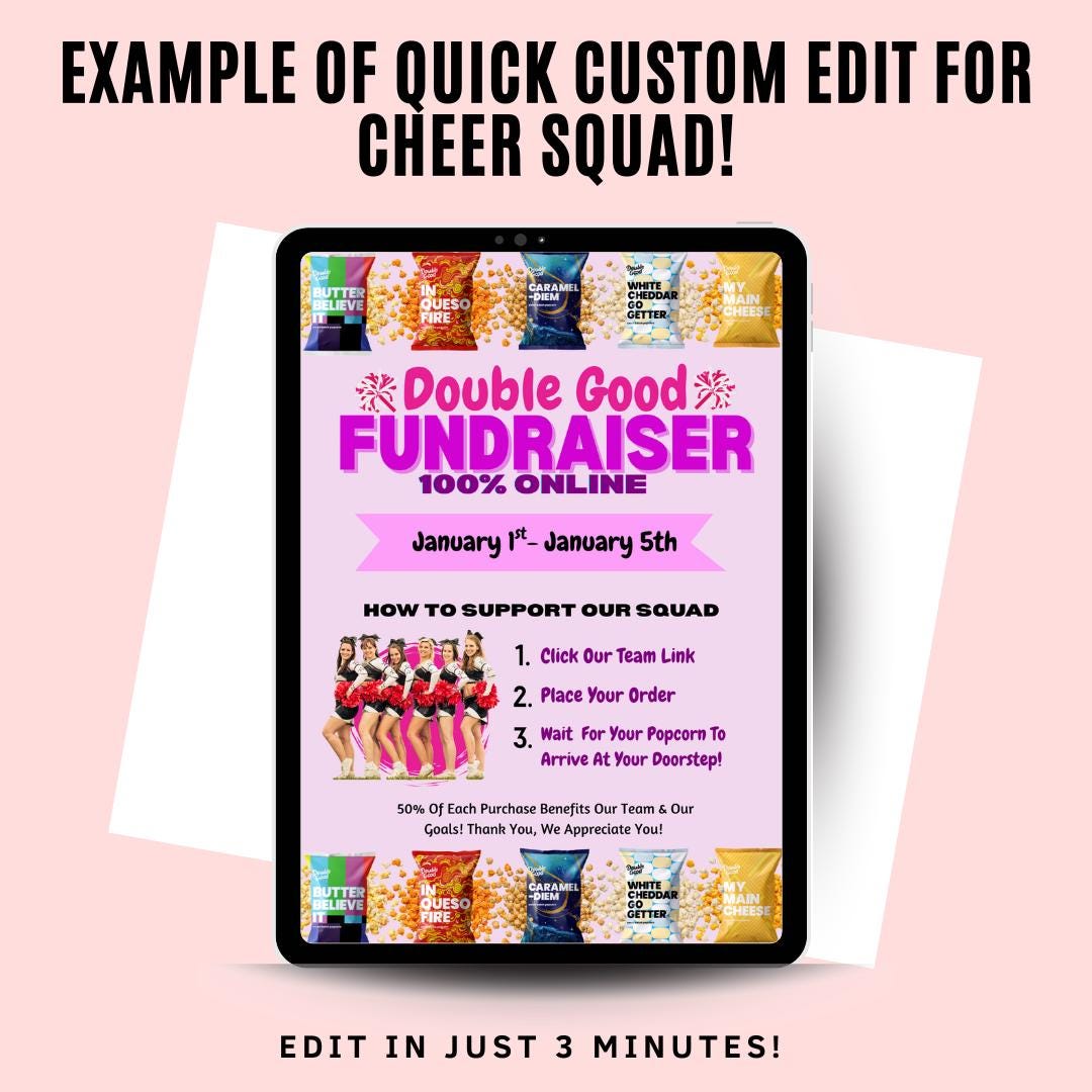 Double Good Popcorn Fundraiser Flyer Template – Editable Canva Design ...