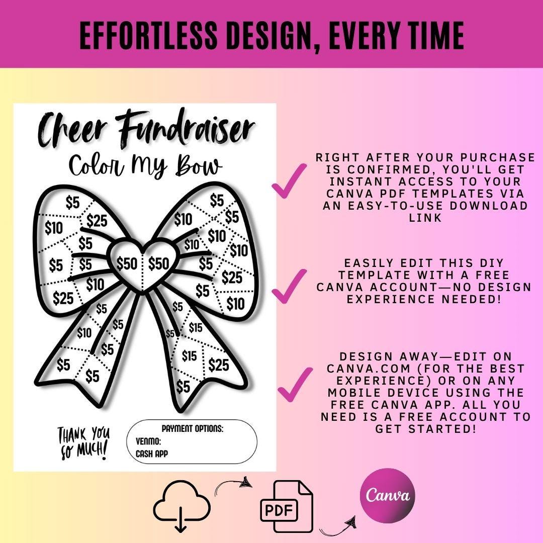 Cheer Fundraiser Printable Bundle: Editable Canva Templates (digital ...