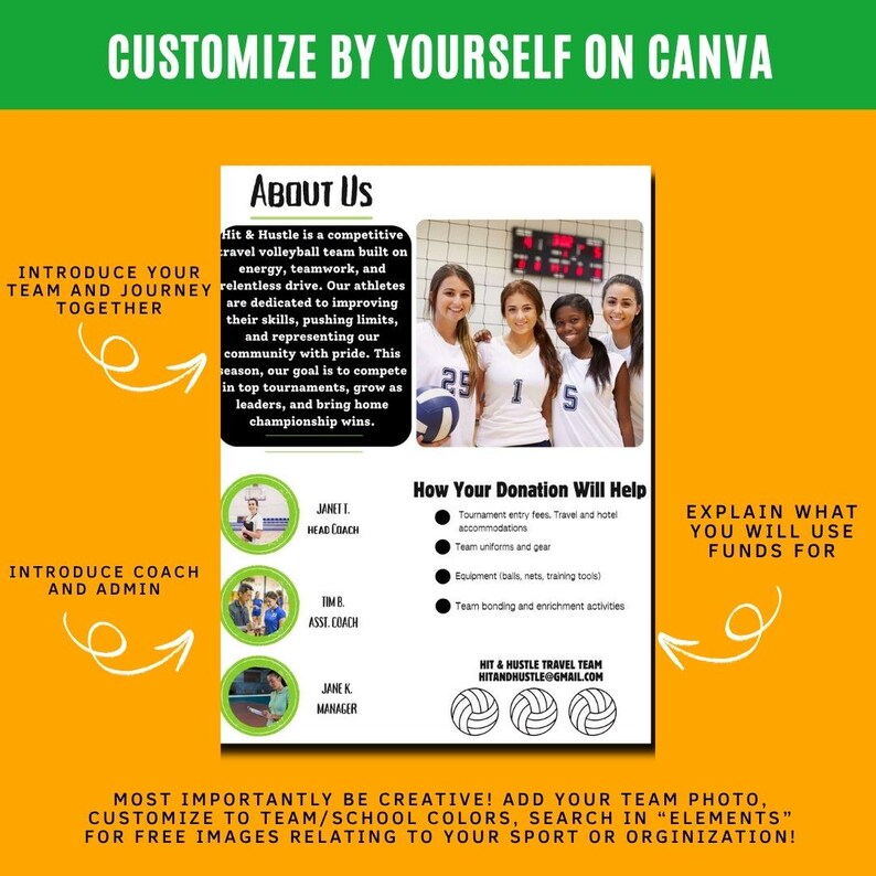 Volleyball Sponsorship Packet Template: Editable Canva Design (instant ...