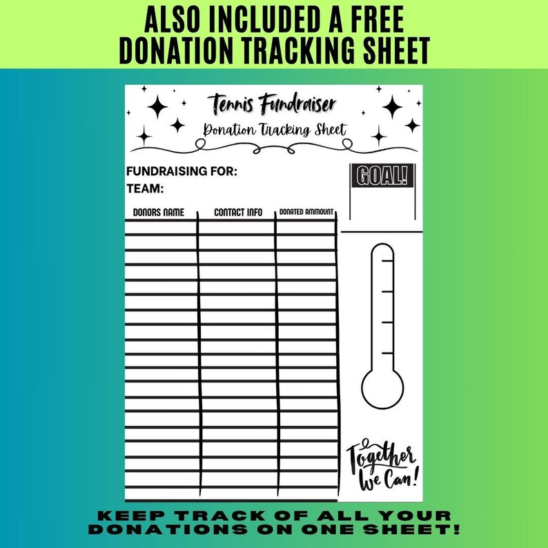 Tennis Fundraiser Canva Template Bundle: Editable Ball, Rackets, Court ...
