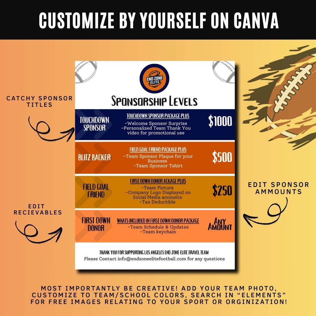 Football Sponsorship Flyer Template: Editable Canva Design (digital ...