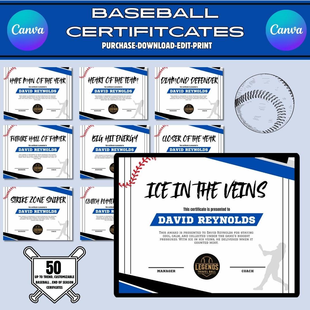 Editable Baseball Award Certificates: 50+ Team Awards (canva ...