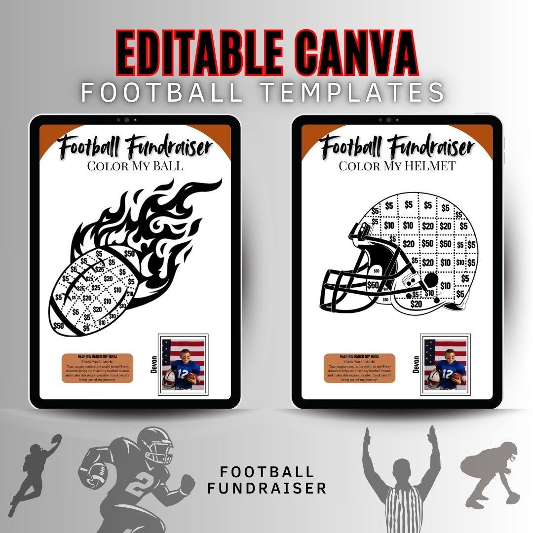 Football Fundraiser Flyer Template | Fill My Ball & Helmet | Editable ...