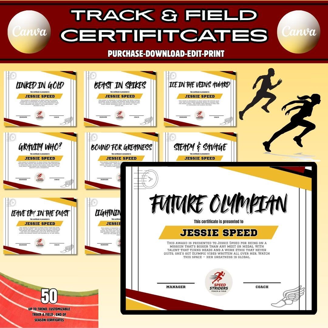 Editable Track and Field Award Certificates: End-of-season Sports ...