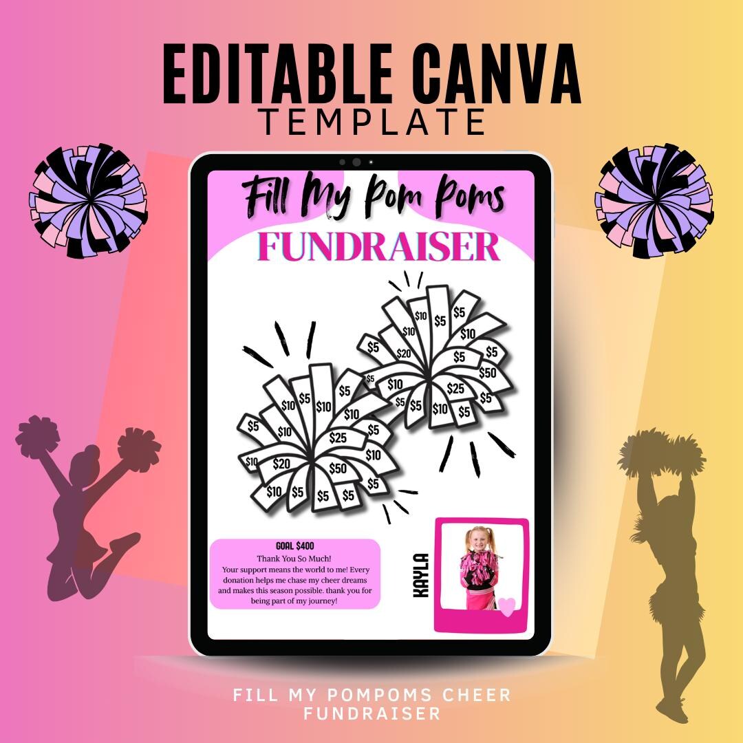 Fill My Pom Poms Cheer Fundraiser | Cheerleading Fundraiser Template ...
