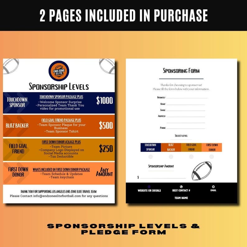 Football Sponsorship Flyer Template: Editable Canva Design (digital ...