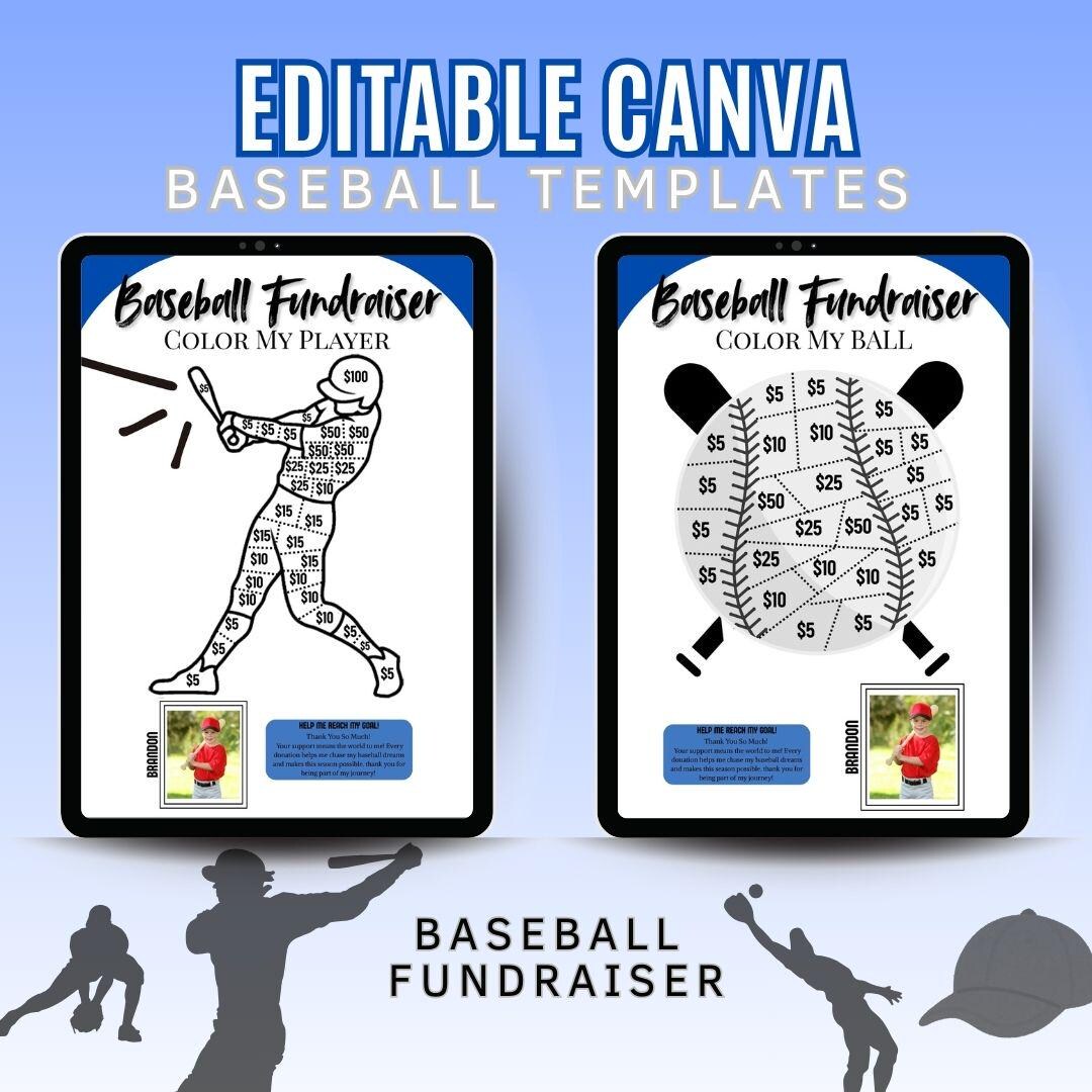 Baseball Fundraiser Flyer: Editable Canva Templates (digital Download ...