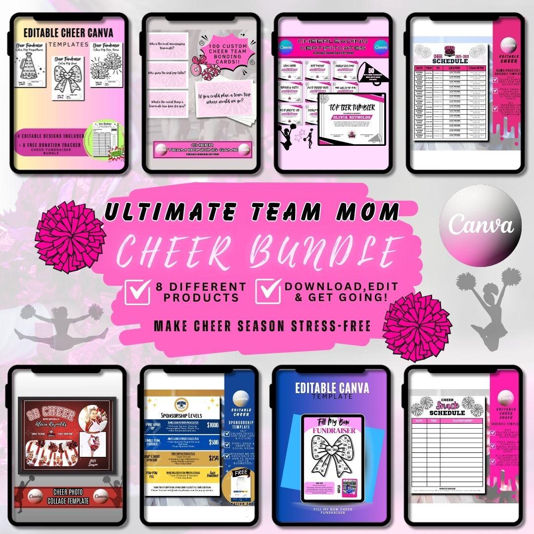 Cheer Team Mom Mega Bundle | 8 Editable Canva Templates | Fundraiser ...