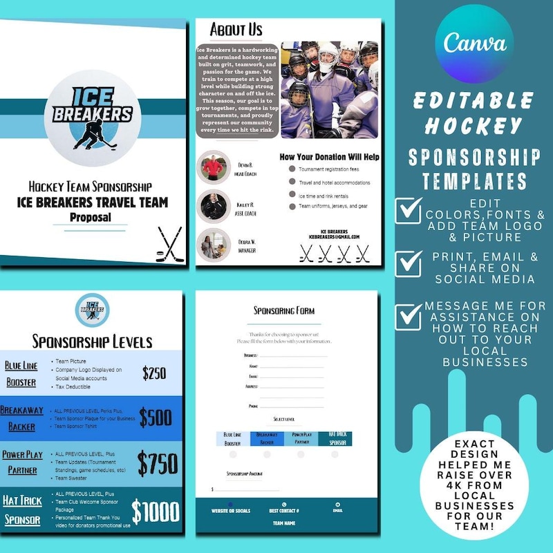 Hockey Sponsor Template - Etsy UK