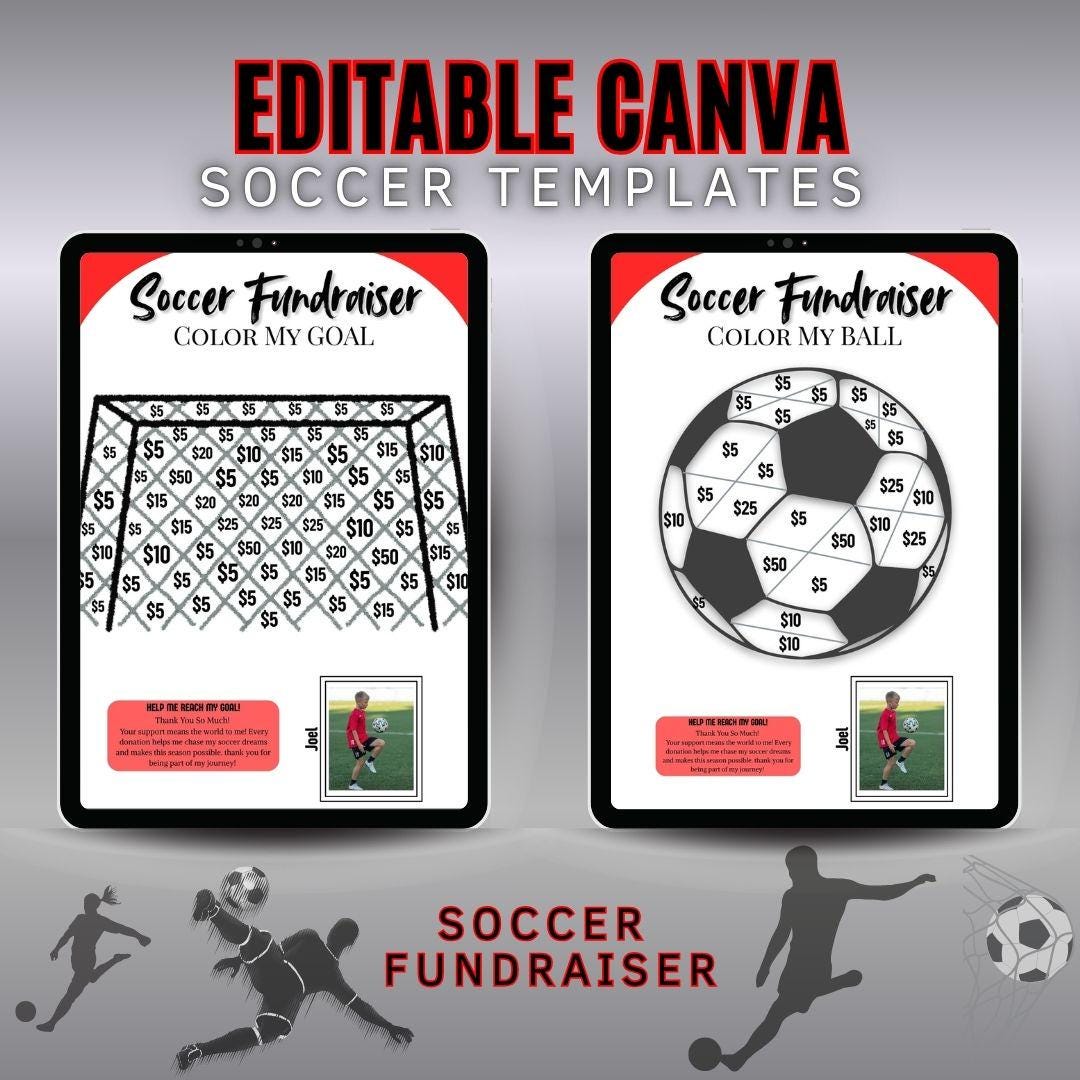 Soccer Fundraiser Flyer Bundle: Editable Canva Templates (digital ...