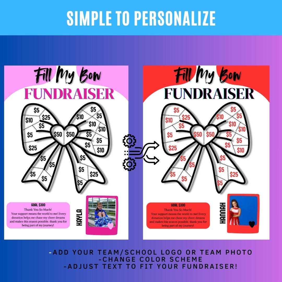 Cheer Fill My Bow Fundraiser Template: Editable Canva Flyer (digital ...