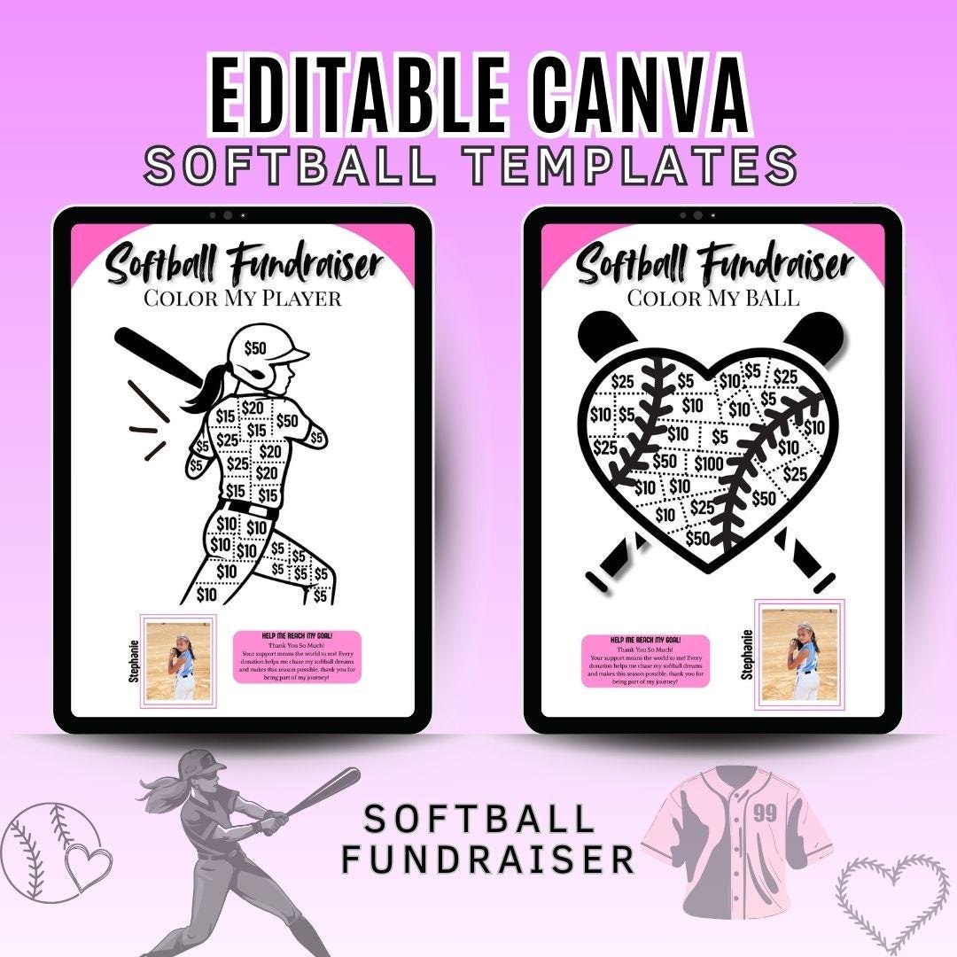 Softball Fundraiser Flyer: Editable Canva Templates, Team Donation ...