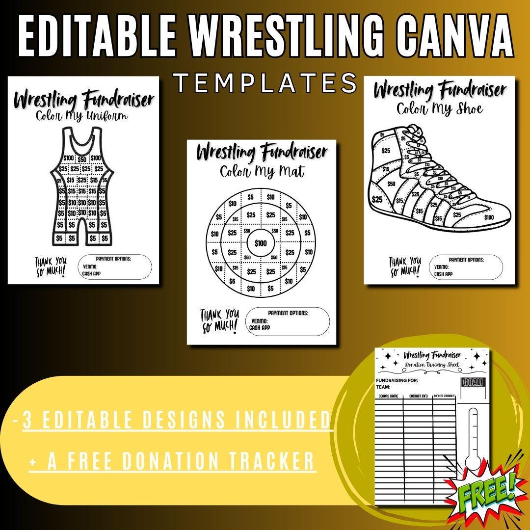 Wrestling Fundraiser Template Bundle: Fill My Mat, Uniform, Shoe (canva ...