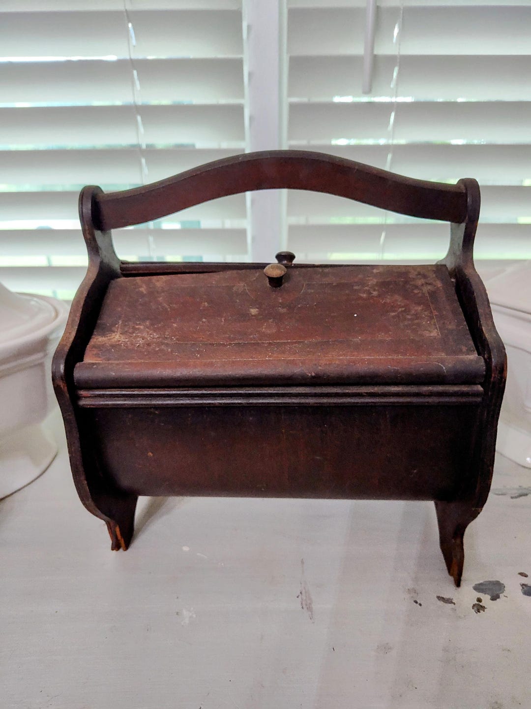 Vintage Wooden Sewing Box - Etsy