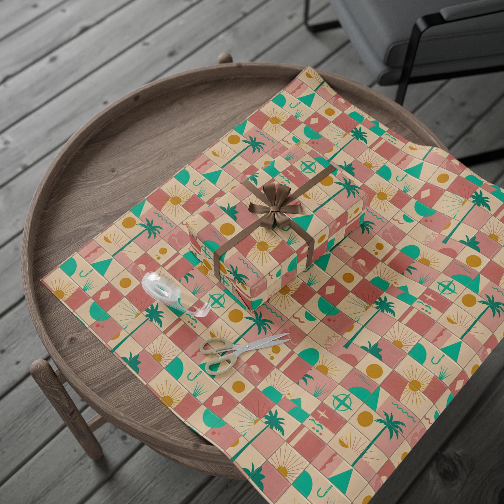 Mid Century Modern Palm Springs Wrapping Paper: Colorful Geometric ...