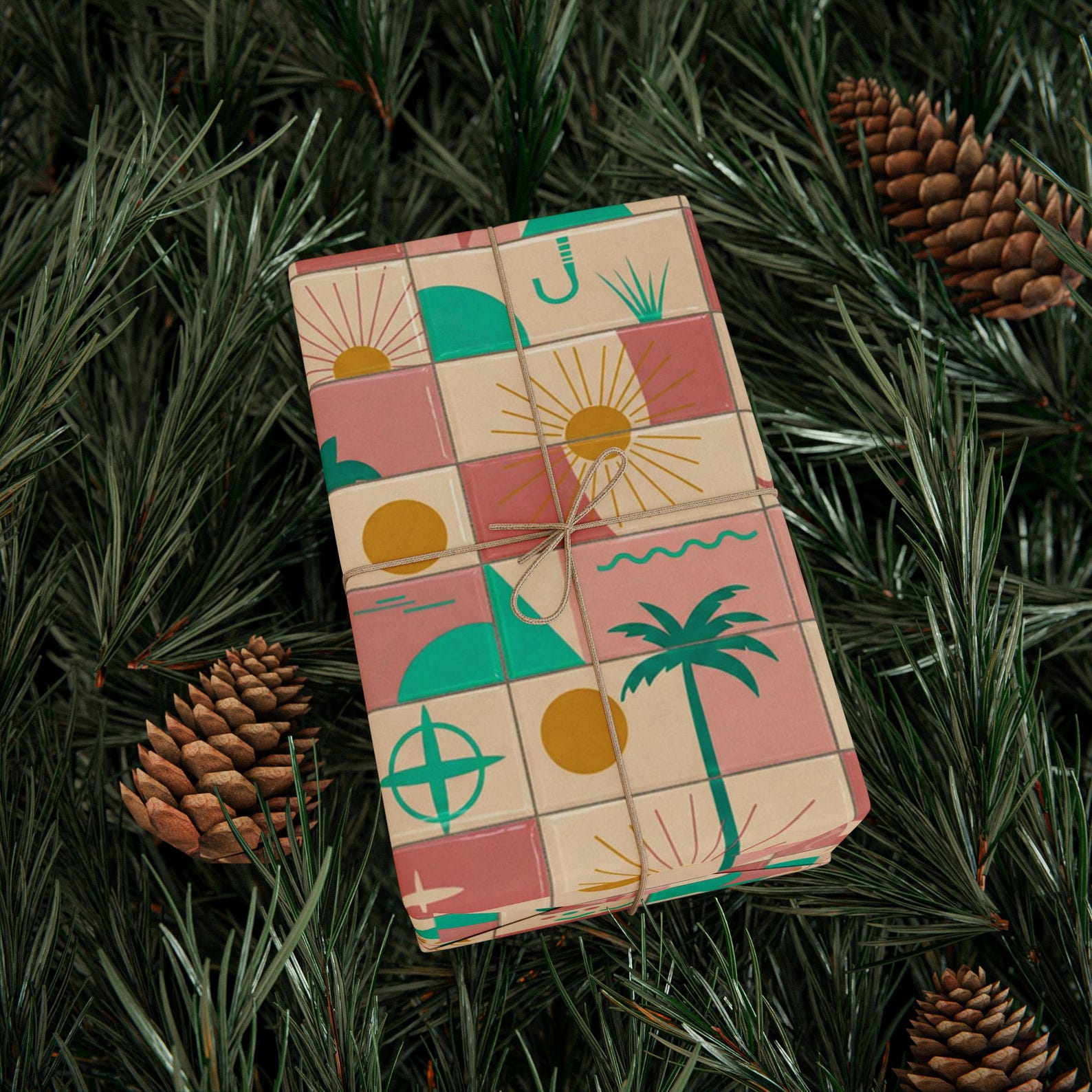 Mid Century Modern Palm Springs Wrapping Paper: Colorful Geometric ...