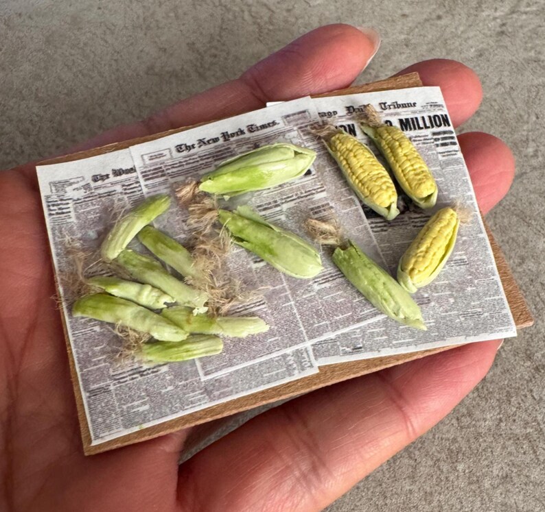 Miniature Dollhouse Cooking and Shucking Corn Scene in 1:12 Scale One ...