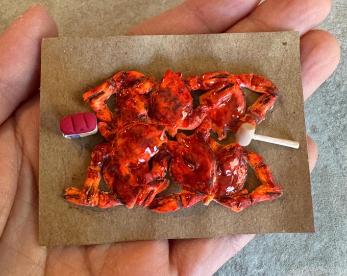 Miniature Dollhouse Steamed Crabs on Kraft Paper in 1:12 Scale One Inch ...