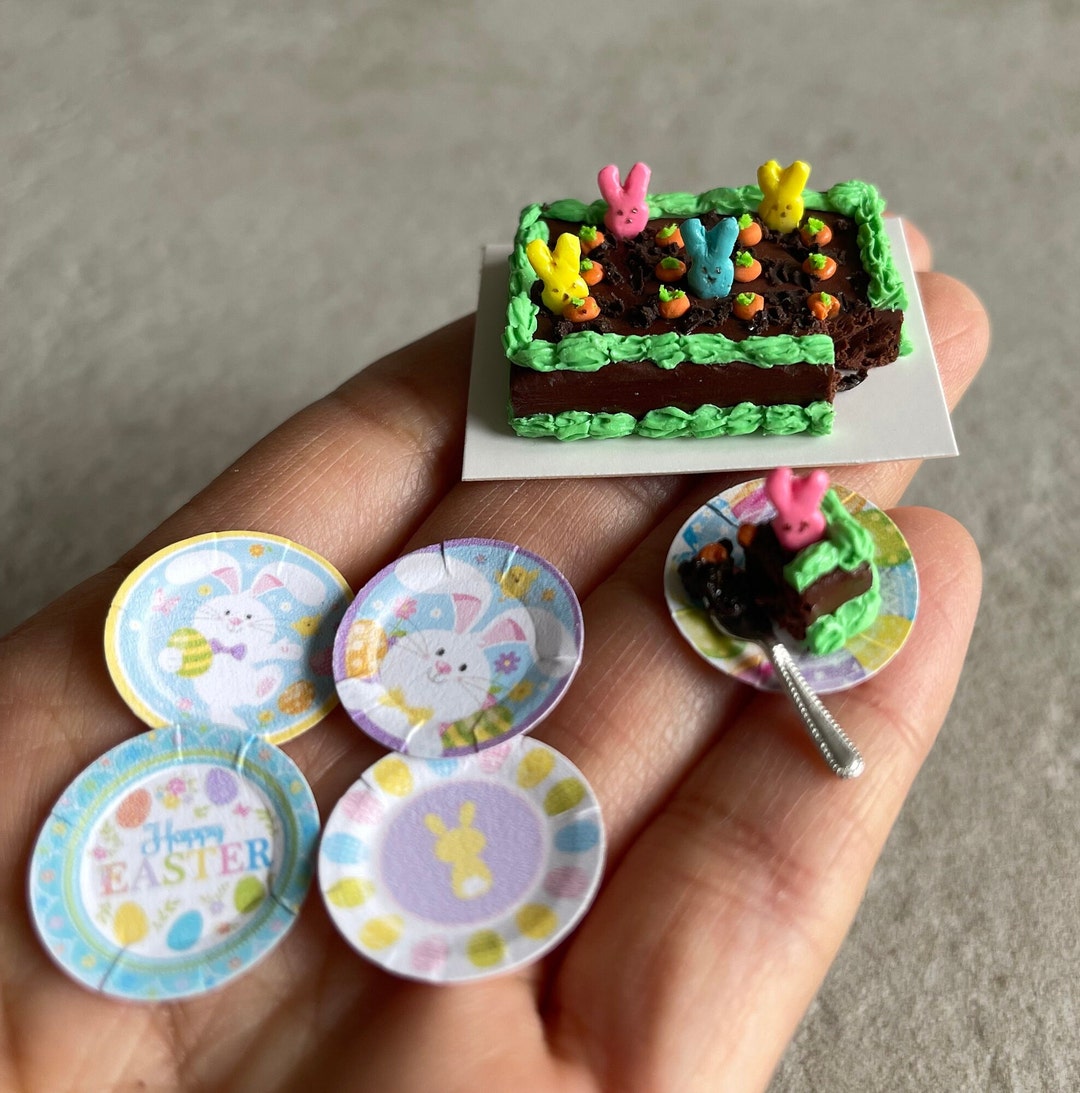 Miniature Dollhouse Easter Peeps Sheet Cake in 1:12 Scale Desserts Doll ...