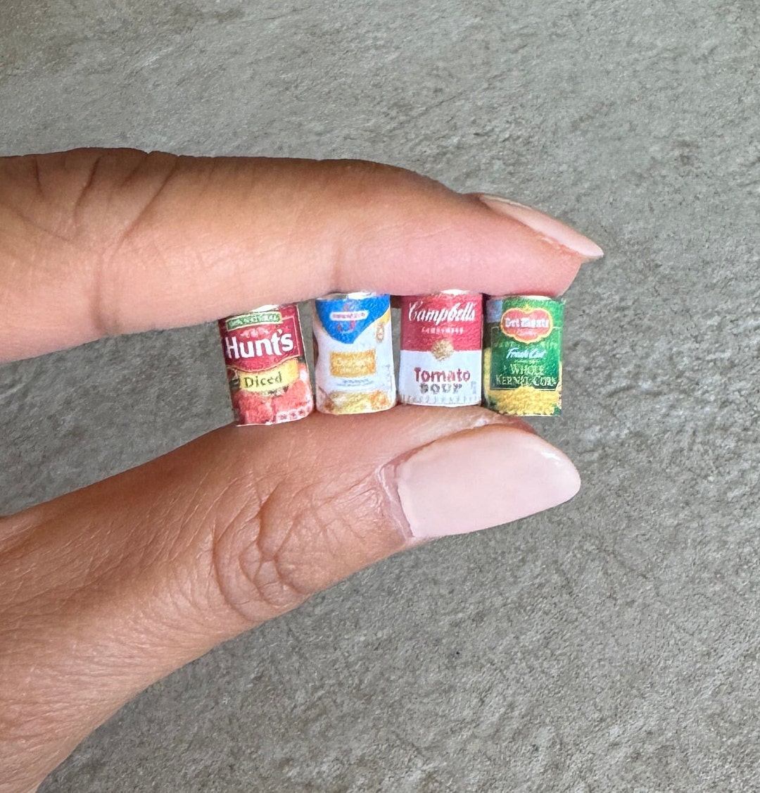 4 Canned Foods in 1:12 Scale One Inch Soup Vegetables Chicken Stock ...