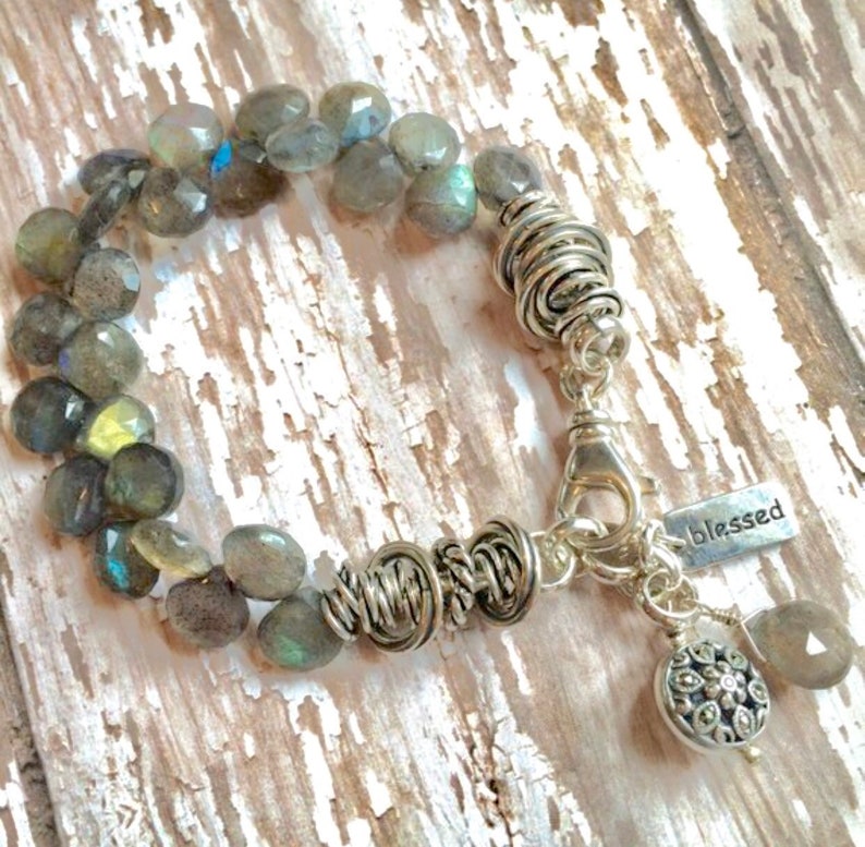 Faceted Labradorite Gemstone Charm Bracelet - Etsy