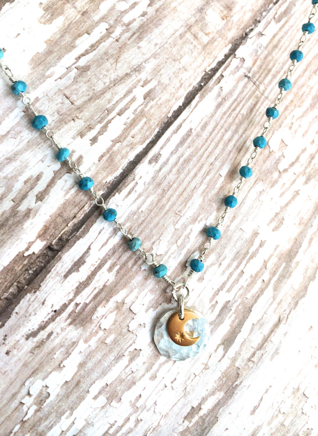 Turquoise Sun and Moon Necklace