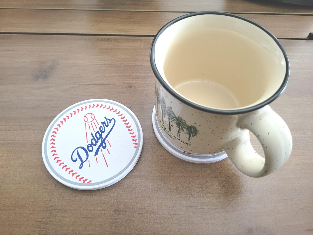 Los Angeles Dodgers 4" Coaster Set With Baseball Glove Holder - Etsy