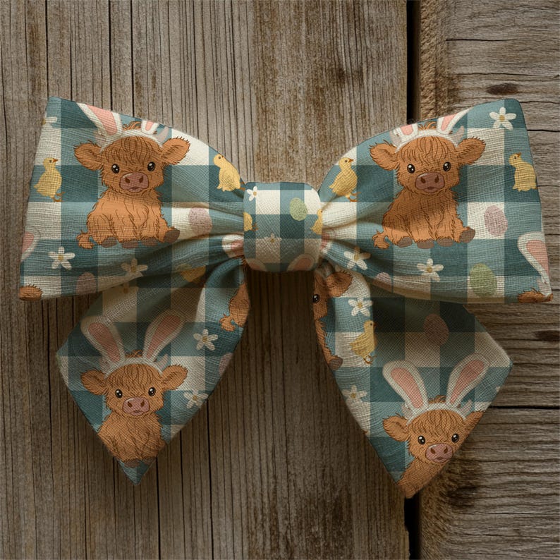 Highland Cow Easter Seamless File, Western Easter Pattern PNG, Cute Cow ...
