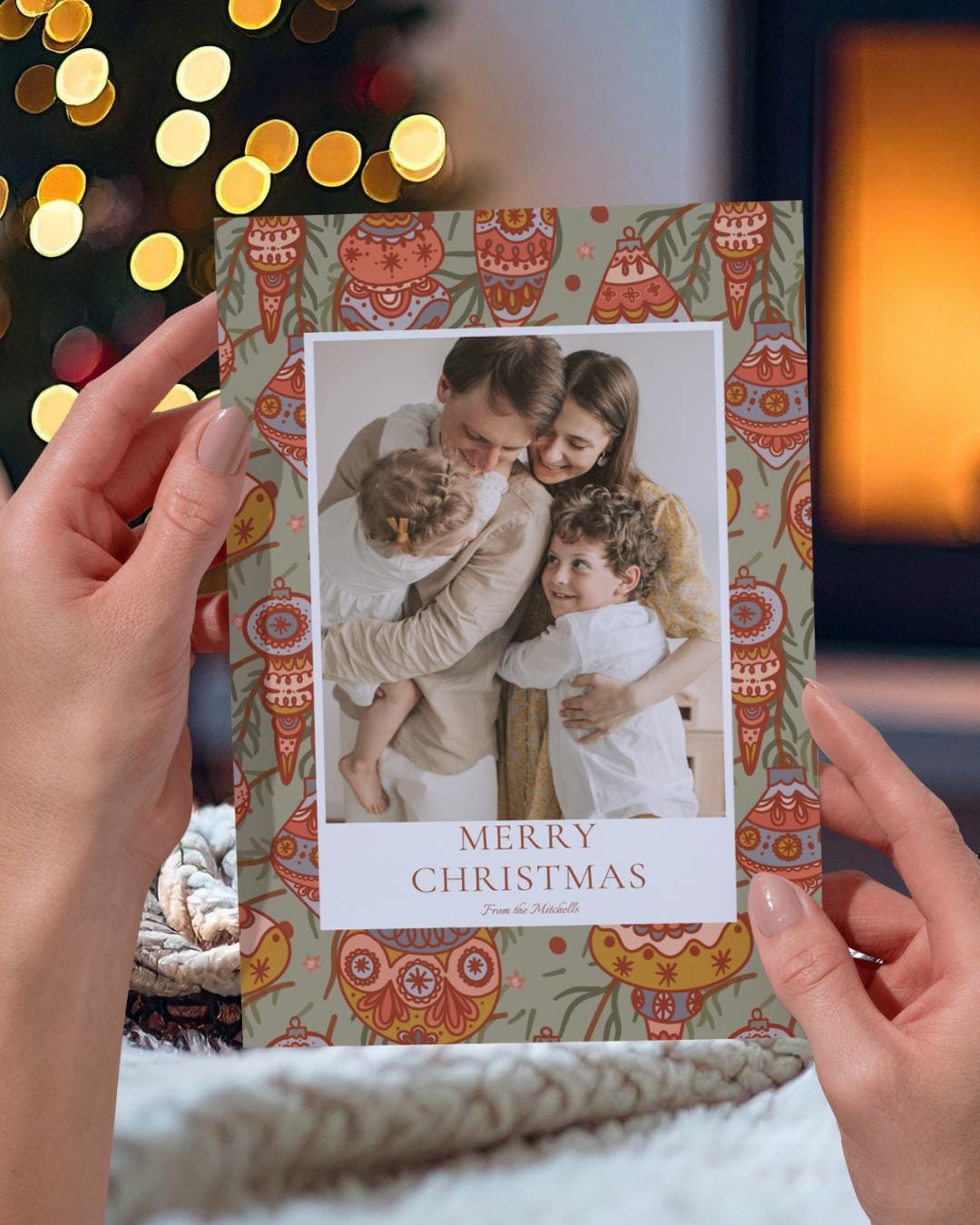 Retro Boho Christmas Photo Card Template: Editable Canva Design ...