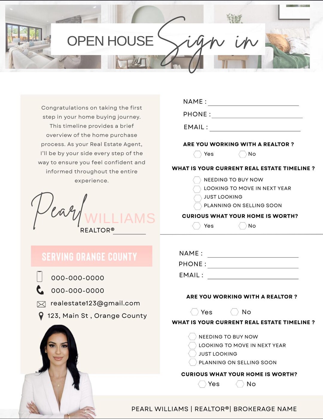 Open House Sign in Sheet - Etsy