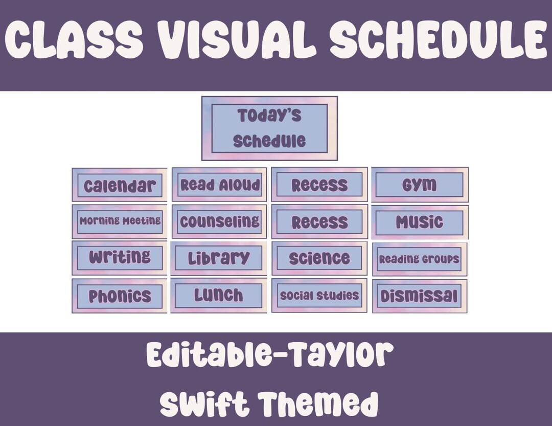 Editable- Taylor Swift Themed -classroom Daily Visual Schedule - Etsy
