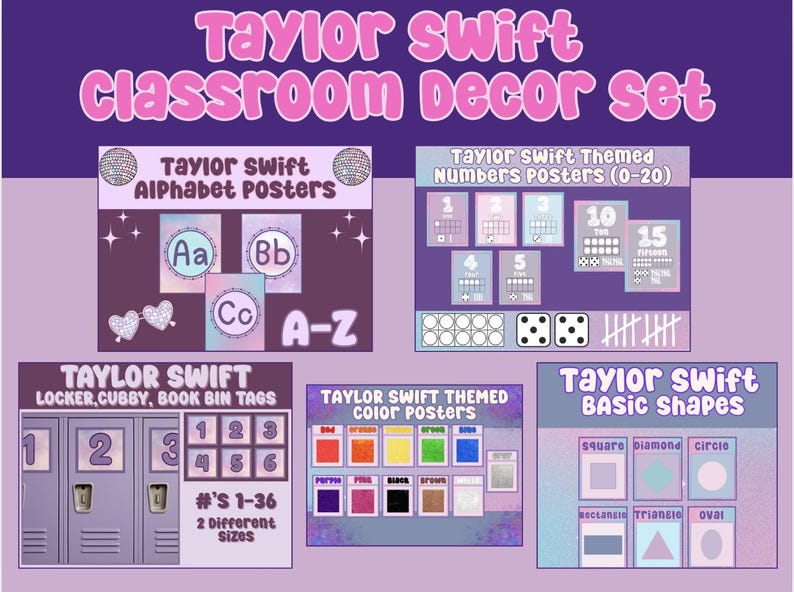 Taylor Swift Classroom Decor Set- Alphabet, Numbers, Shapes, Colors ...
