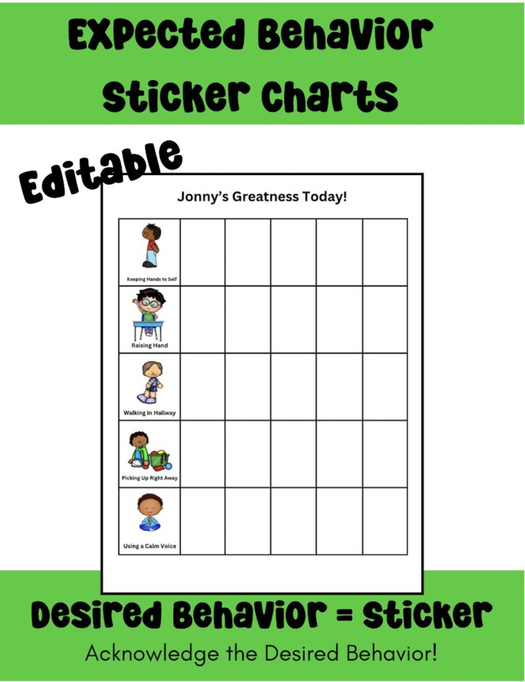 Expected Behavior Sticker Charts for Students With Autism-special ...