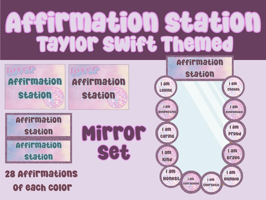 Disco Affirmation Station-mirror Set-classroom Decor - Etsy