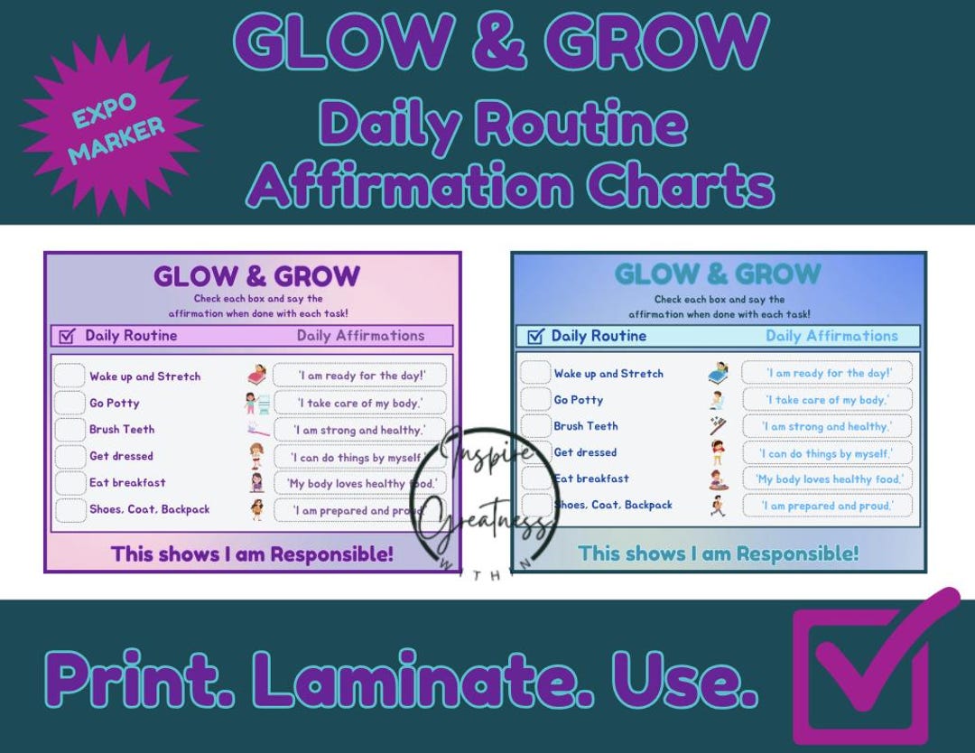 Empowering Daily Routine Charts With Visual Cues and Affirmations - Etsy