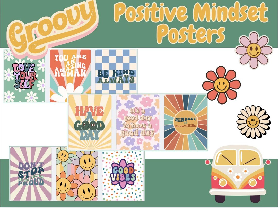 Groovy Positive Mindset Posters-classroom Decor-creates a Welcoming ...