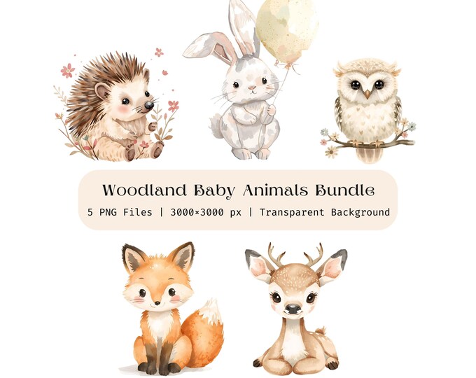 Woodland Animals Clipart - Watercolor Forest Animals Pngs - Nursery ...