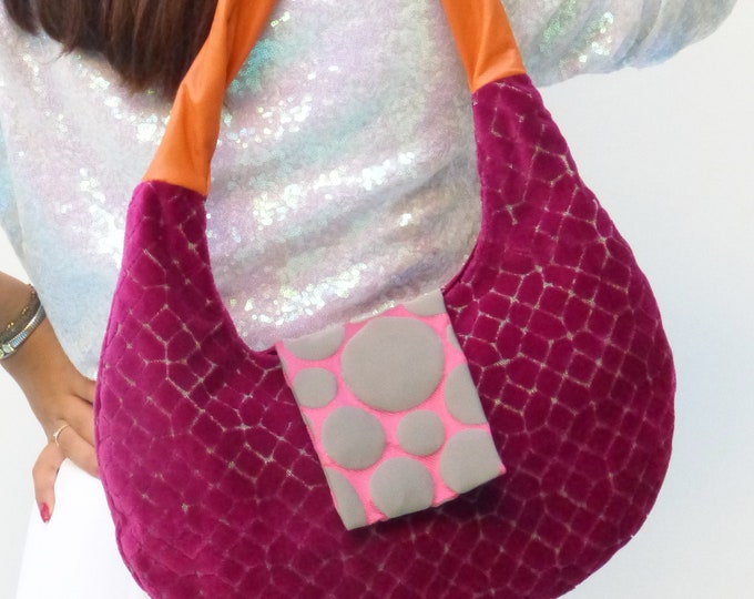 Geometric Fabric Bag Contemporary Purse Magenta Velvet Handbag - Etsy