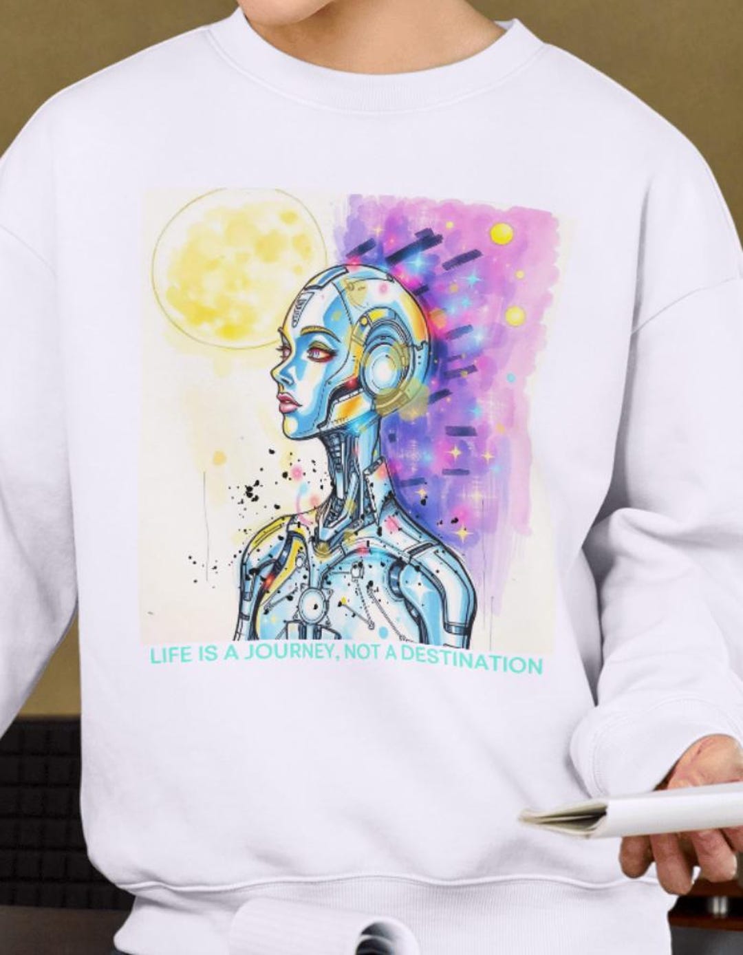 Futuristic Female Cyborg Art With Moon and Stars – Inspirational ...