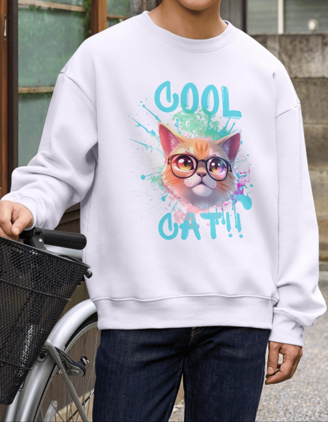 Cool Cat Poster – Funny Glasses Cat Art Print – Colorful Splatter Style ...