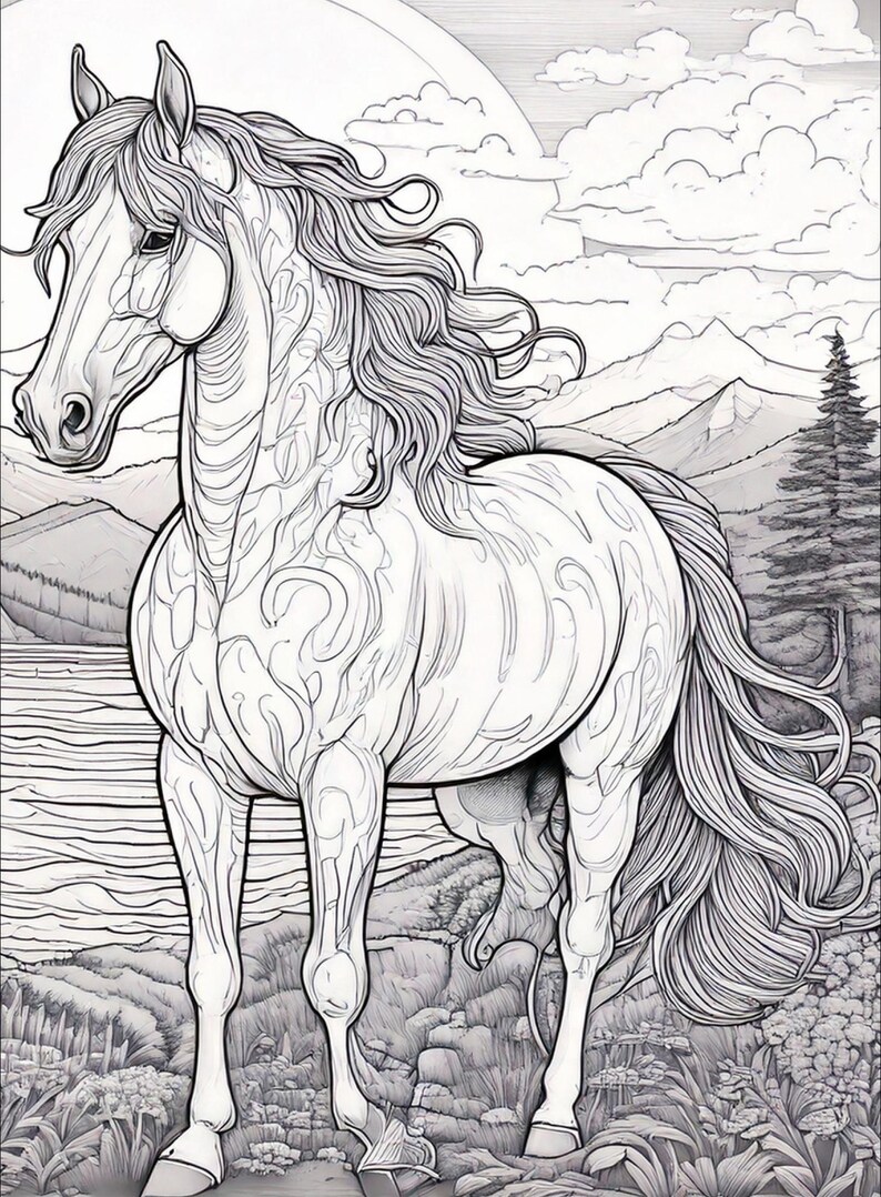 Equestrian Coloring Book | Beautiful Horse Illustrations for Kids ...