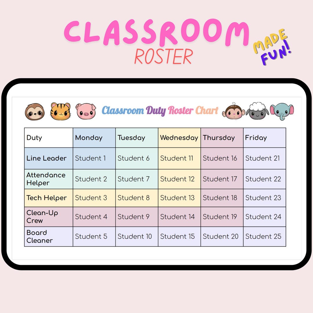 Colorful Classroom Roster: Editable Student Chore Chart (google Slides ...