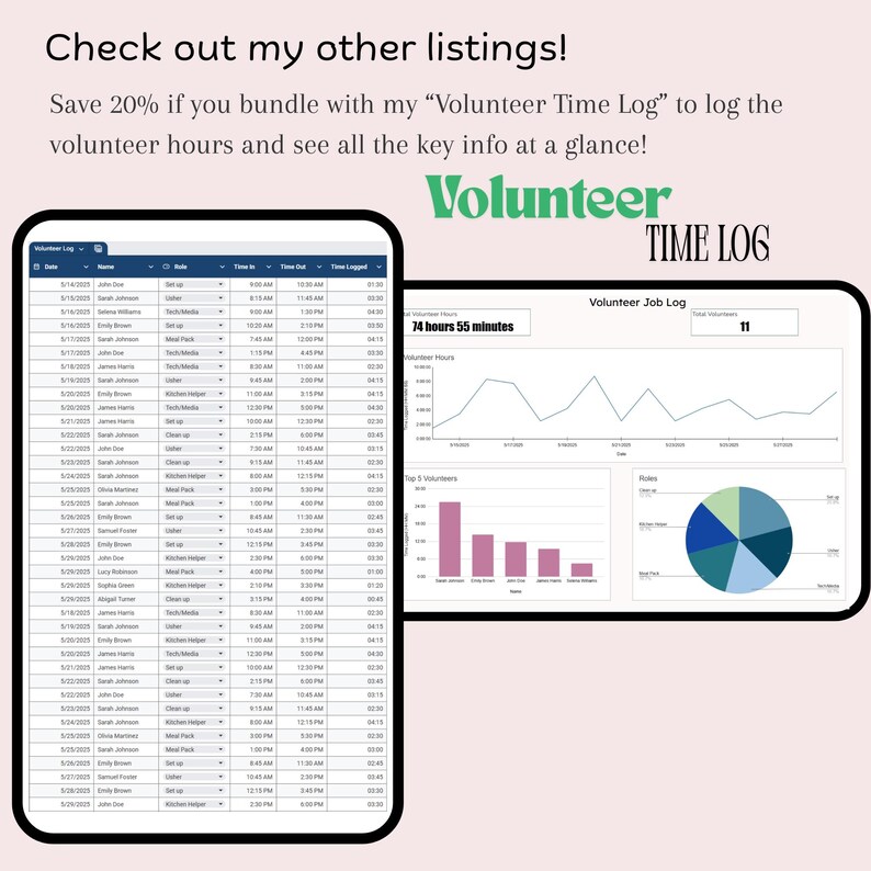 Volunteer Schedule Template: Automated Roster, Church & Non-profit - Etsy